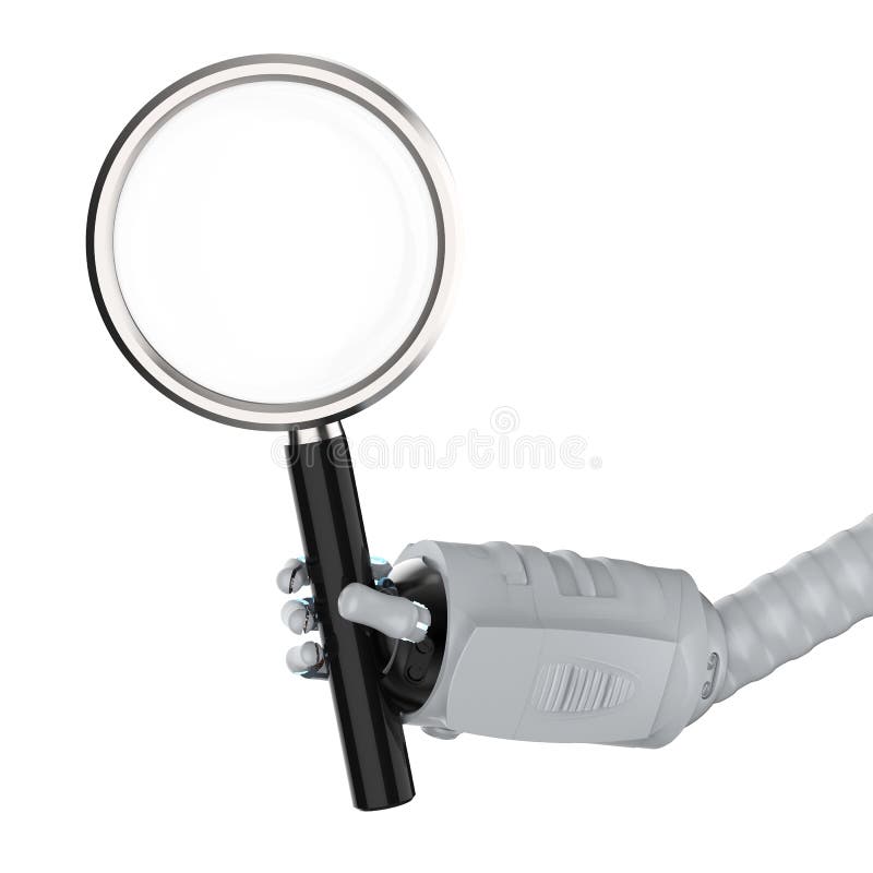 Robot with glass tablet stock illustration. Illustration of isolated ...