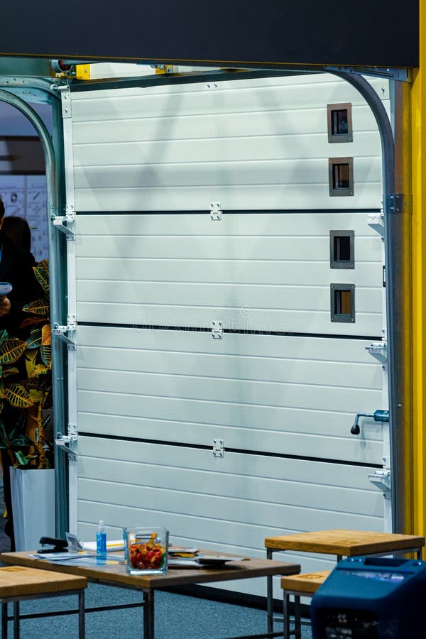 Automatic Sectional Metal Garage Doors Stock Photo - Image of entry ...