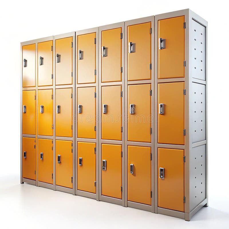 Self-Locking Lockers Isolated on White Background Stock Illustration ...