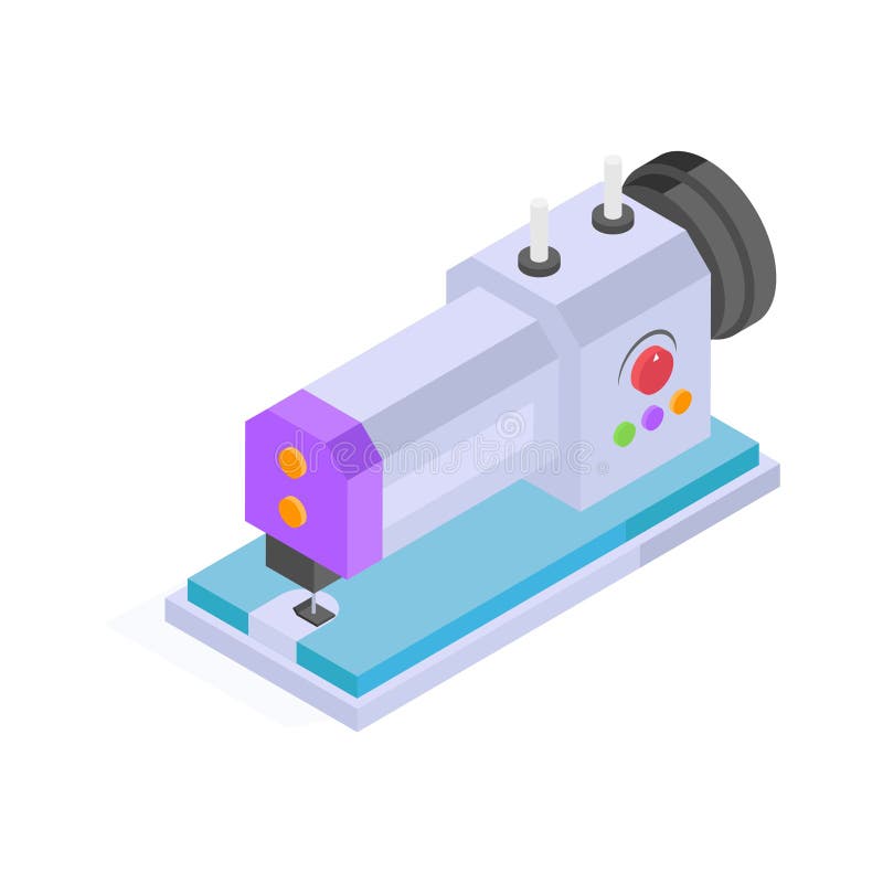 Automatic Sewing Machine for Fabric Stitching and Repair. Stock Vector ...