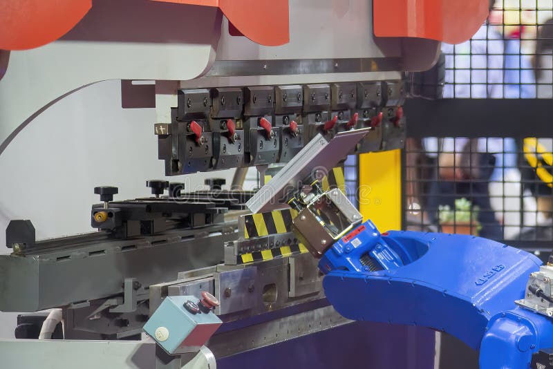 Automatic Sheet Metal Bending Process by Robotic Arm Stock Image ...