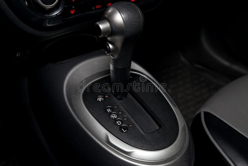 Automatic Shift Gear Knob in the Passenger Compartment of the Car in ...