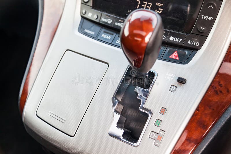 Automatic Shift Gear Knob in the Passenger Compartment of the Car in ...