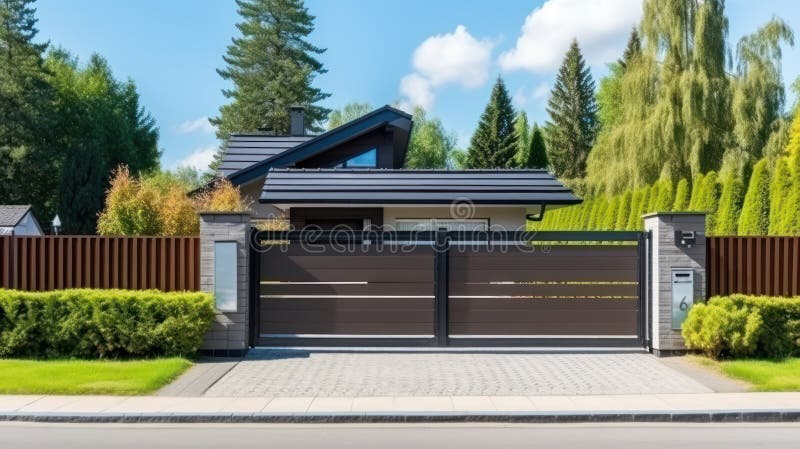 Automatic Sliding Doors with Wood Texture in the Cottage Stock Image ...
