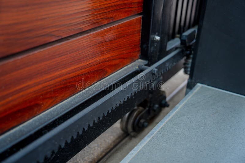 Automatic Sliding Front Gate at Modern Villa Stock Photo - Image of ...