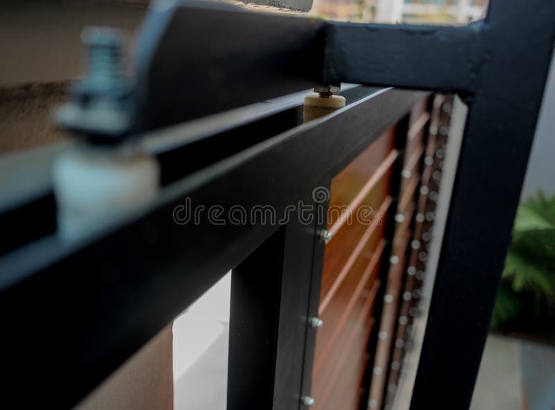 Automatic Sliding Front Gate at Modern Villa Stock Image - Image of ...