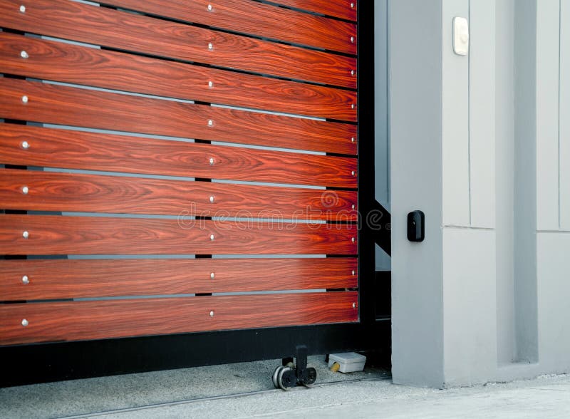 Automatic Sliding Front Gate at Modern Villa Stock Photo - Image of ...