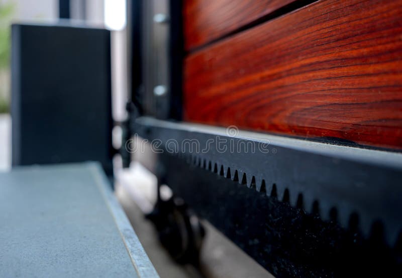 Automatic Sliding Front Gate at Modern Villa Stock Image - Image of ...