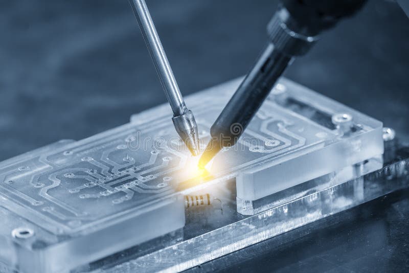 The Automatic Soldering Machine Operation with PCB Board Stock Image ...