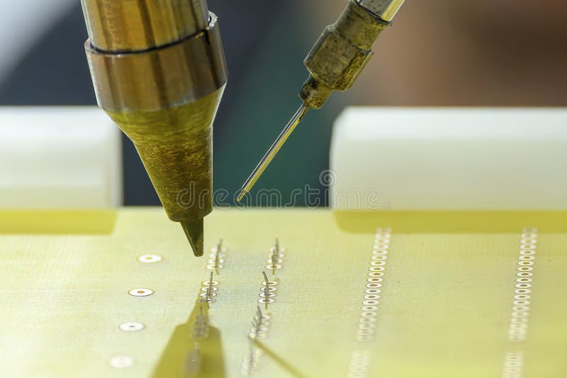 The Automatic Soldering Machine Operation with PCB Board Stock Photo ...
