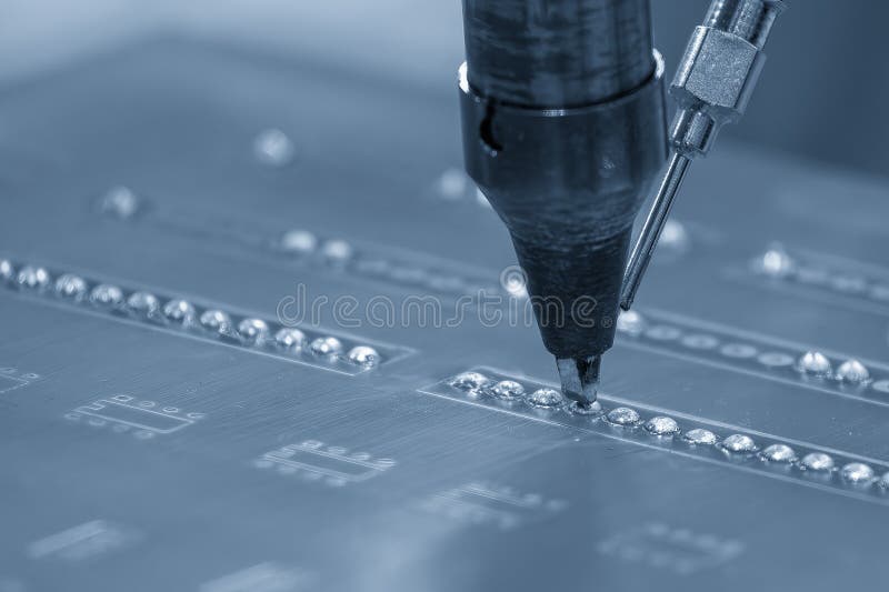 The Automatic Soldering Machine Operation with PCB Board Stock Image ...