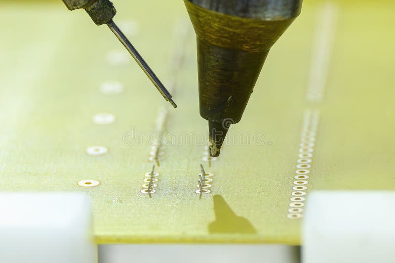 The Automatic Soldering Machine Operation with PCB Board Stock Image ...