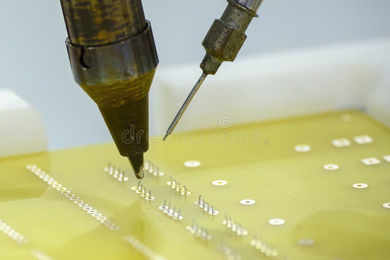 The Automatic Soldering Machine Operation with PCB Board Stock Photo ...