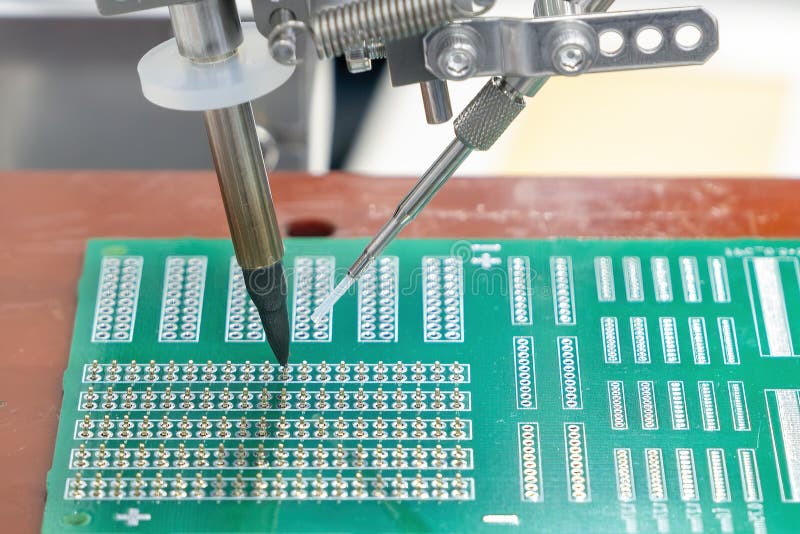 The Automatic Soldering Machine Operation with PCB Board Stock Photo ...