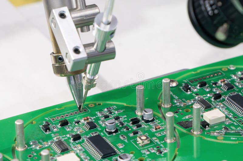 The Automatic Soldering Machine Operation with PCB Board Stock Image ...