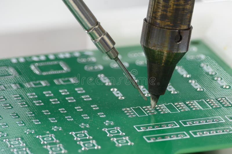 The Automatic Soldering Machine Operation with PCB Board Stock Image ...