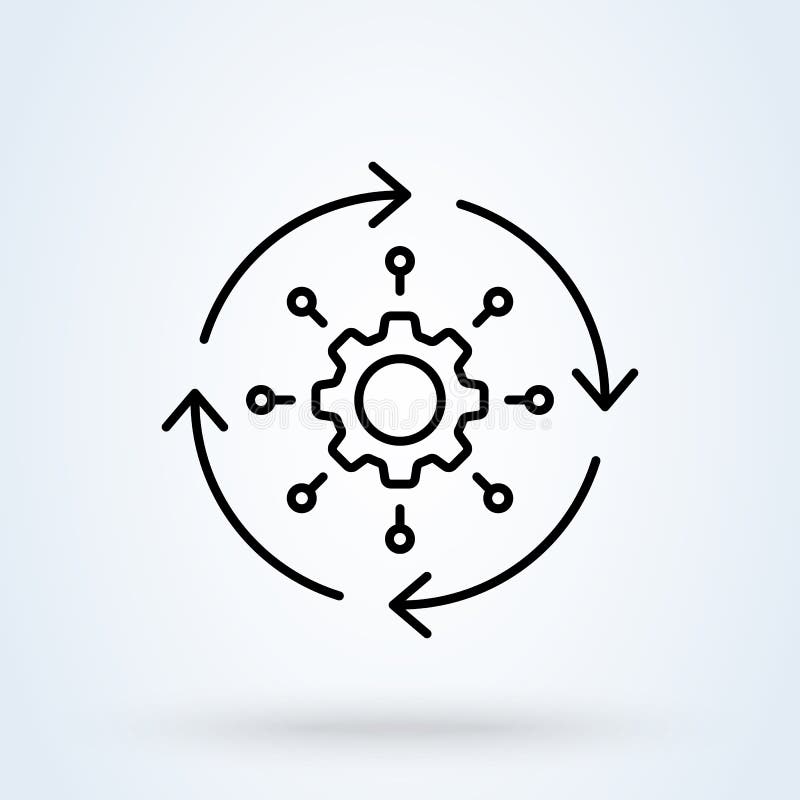 Automatic Solution Sign Line Icon or Logo. Machine Learning Process ...