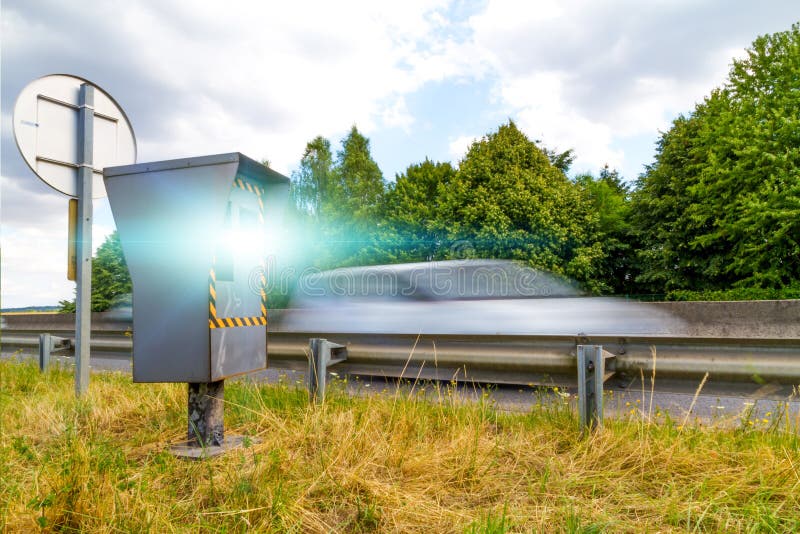 Automatic speed camera stock illustration. Illustration of sign - 61572157