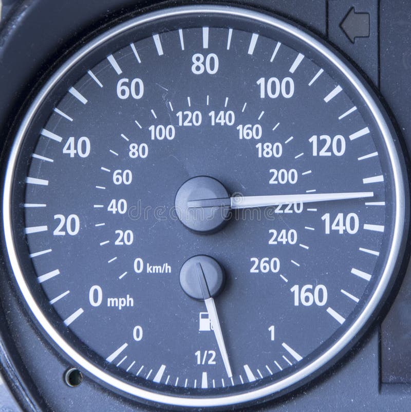 Speedometer Auto-meter Showing Speeds of 135 Miles Per Hour Stock Image ...