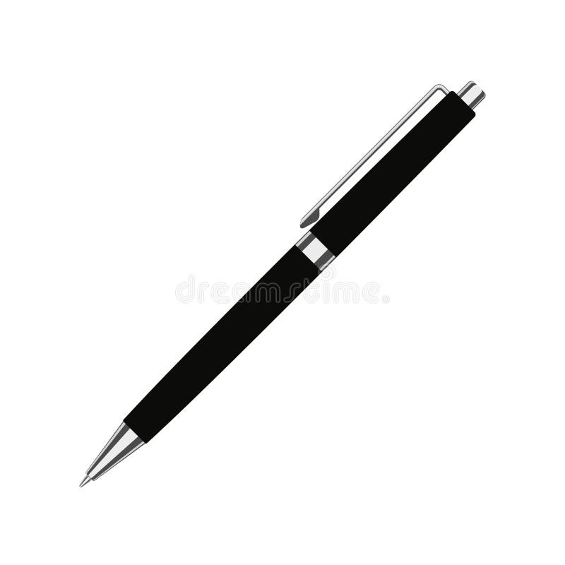 Automatic Spring Ballpoint Pen in Black Case Stock Vector ...