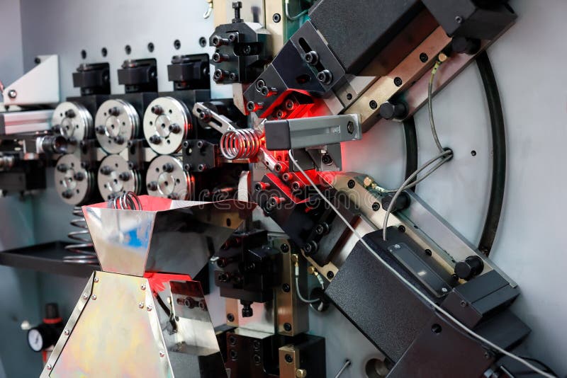 Automatic Spring Coiling CNC Machine Stock Image - Image of axis ...