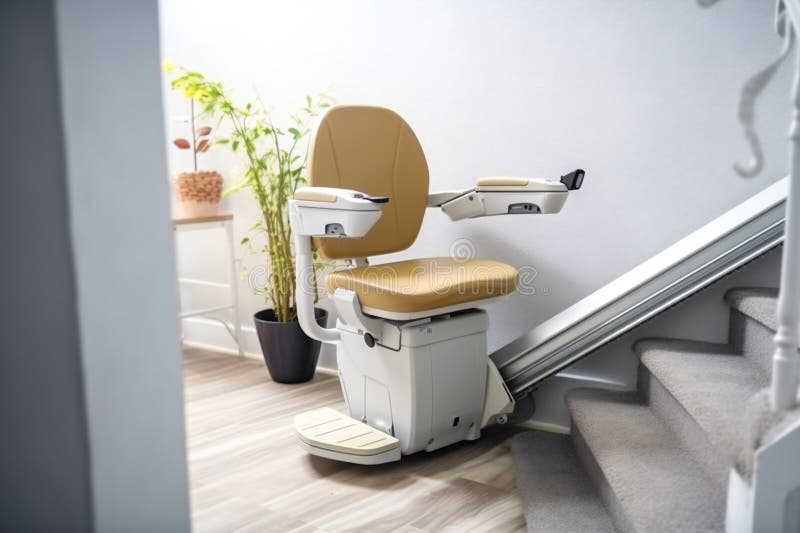Automatic Stair Lift on Staircase Taking People Stock Photo - Image of ...