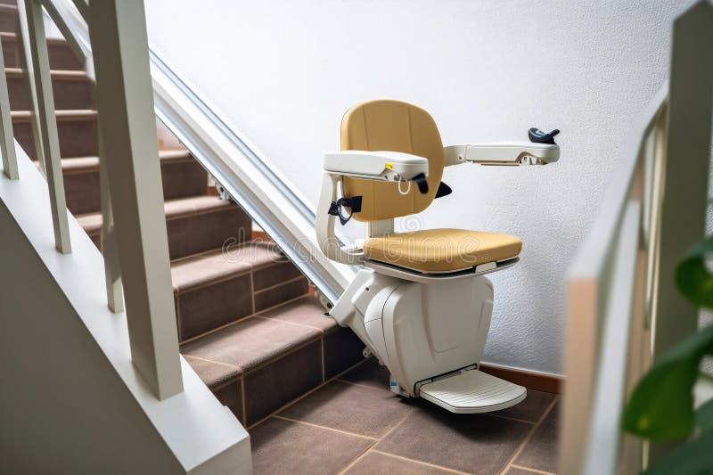 Automatic Stair Lift on Staircase Taking People Stock Illustration ...