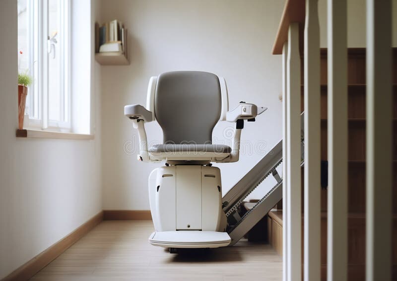 Automatic Stairlift on Staircase for Elderly or Disability Stock ...