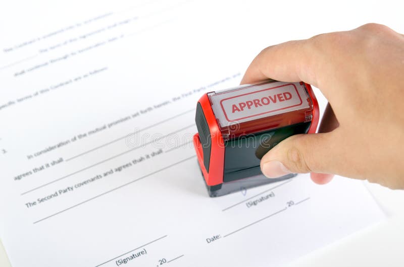 Automatic Stamp on the Contract Document. Approved Agreement Stock ...