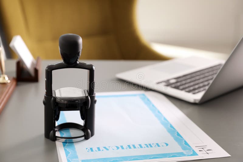 Automatic Stamp and Documents on Desk Stock Image - Image of attorney ...