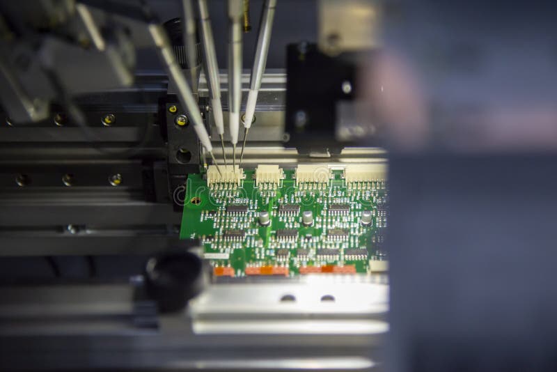 The Automatic System Assembly Line for Electronics Circuit Board. Stock ...