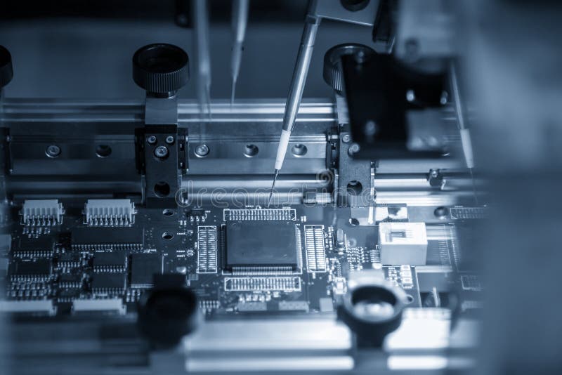 The Automatic System Assembly Line for Electronics Circuit Board. Stock ...