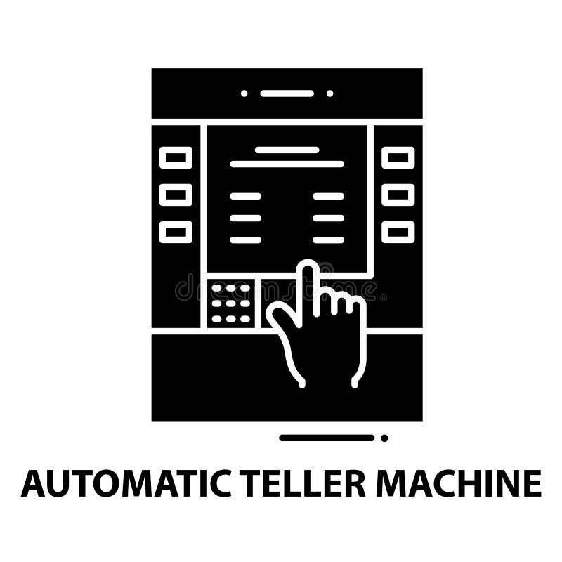 Automatic Teller Machine Icon, Black Vector Sign with Editable Strokes ...