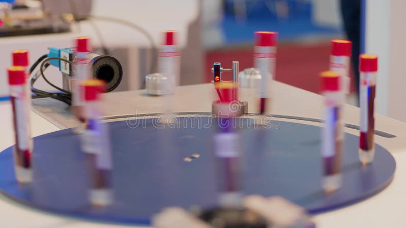 Automatic Test Set with Laser Scanner Scanning Test Tubes Stock Footage ...