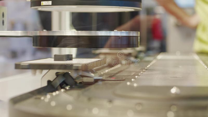 Automatic Test Set Scanning Details on Conveyor Belt in Lab Stock ...