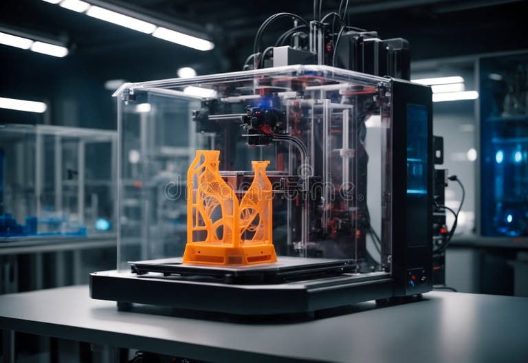 Automatic Three Dimensional 3d Printer Performs Plastic Modeling in Laboratory Stock ...