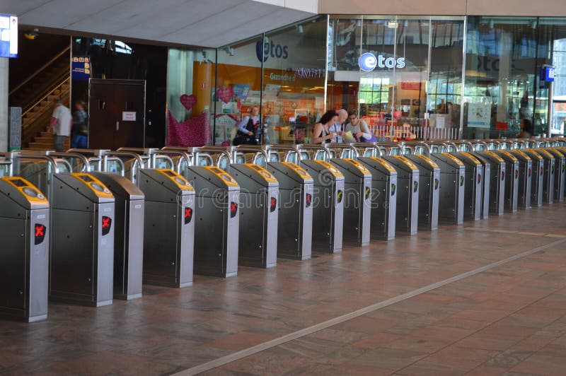 Automatic Gate Turnstiles at Exit of Metro Station, Tehran, Iran ...