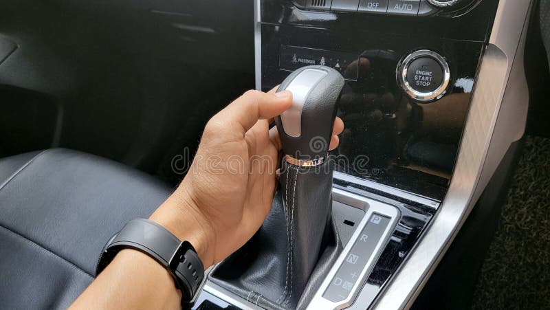 Automatic Transmission Handle, an Asian Man S Hand is Holding the ...