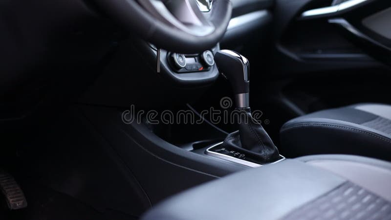Automatic Transmission in a Modern Car. Gearshift Lever, Climate ...