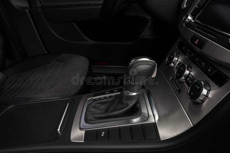 Car Interior Background. Automatic Transmission. Stock Photo - Image of ...