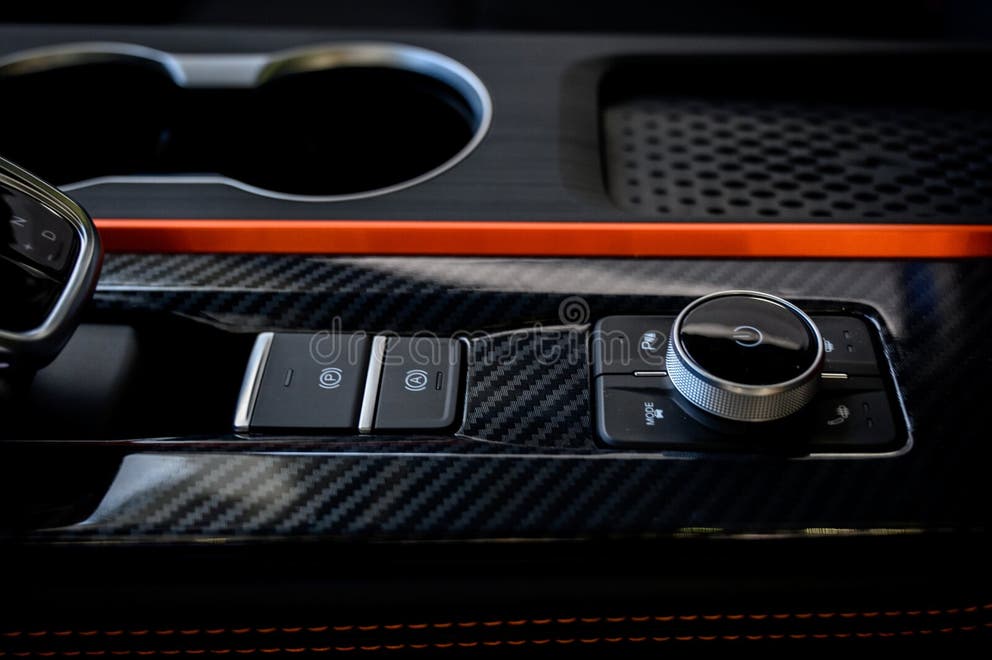 Automatic Transmission Selector in the Interior of a Modern Car Stock ...