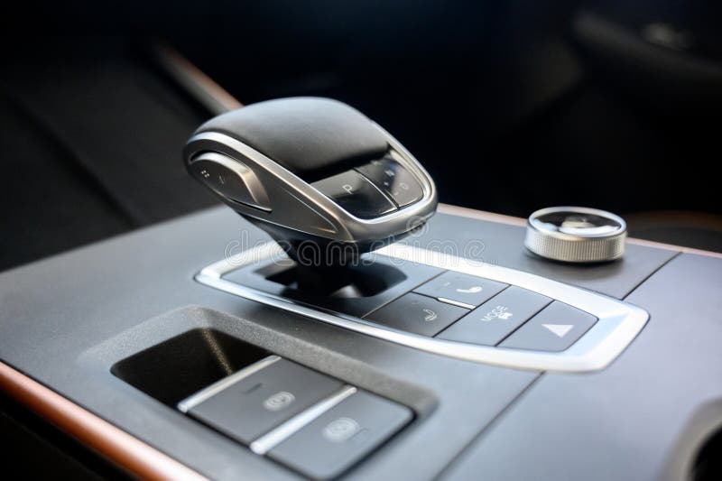 Automatic Transmission Selector in the Interior of a Modern Car Stock ...