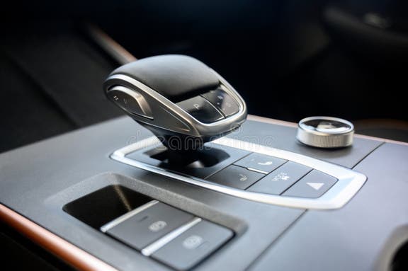 Automatic Transmission Selector in the Interior of a Modern Car Stock ...
