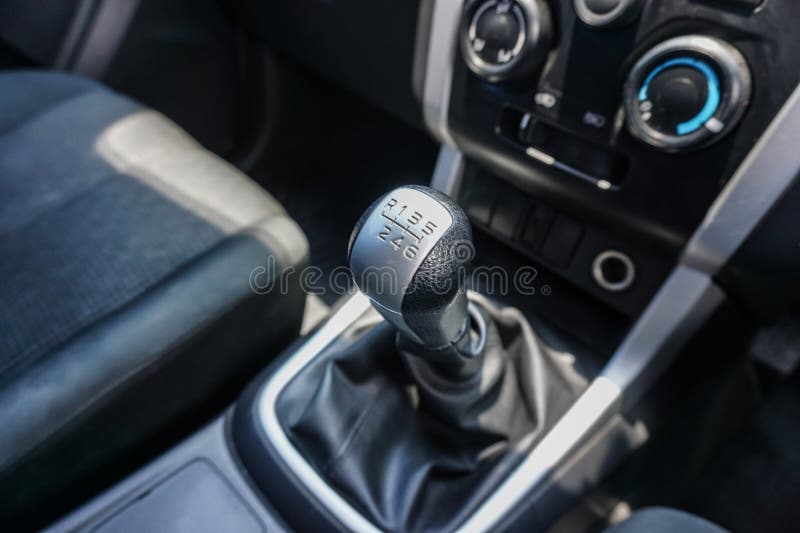 Automatic Transmission Shift Selector in the Car Interior. Closeup a ...