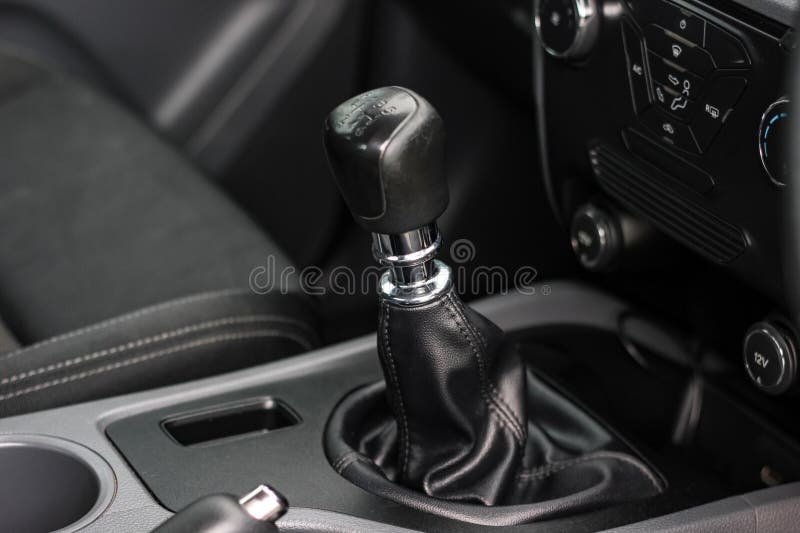 Automatic Transmission Shift Selector in the Car Interior. Closeup a ...