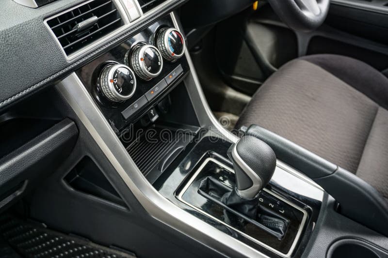 Automatic Transmission Shift Selector in the Car Interior. Closeup a ...