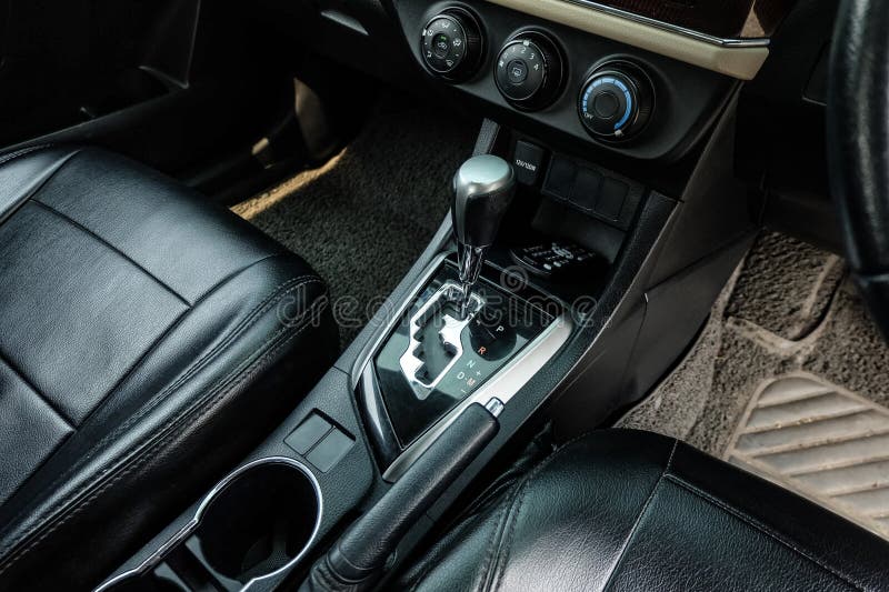 Automatic Transmission Shift Selector in the Car Interior. Closeup a ...