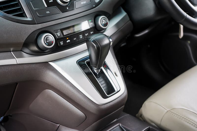 Automatic Transmission Shift Selector in the Car Interior. Closeup a ...