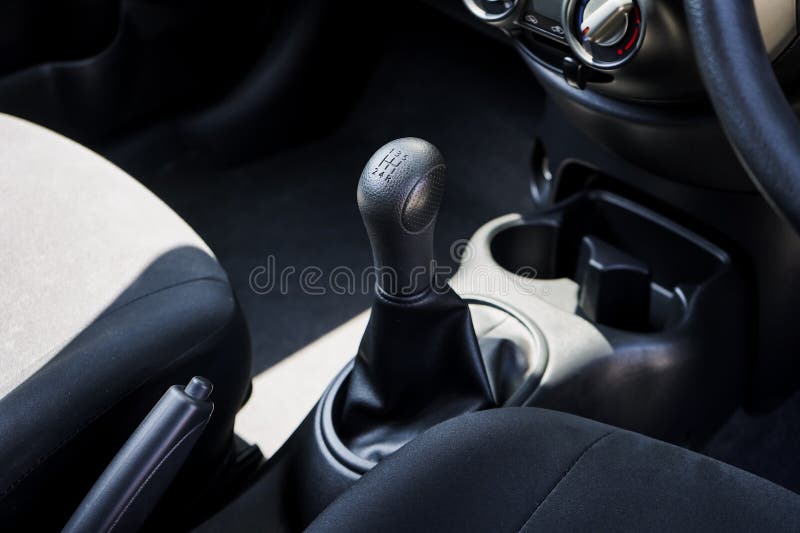 Automatic Transmission Shift Selector in the Car Interior. Closeup a ...