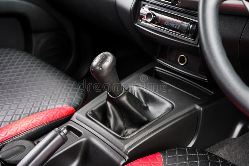 Automatic Transmission Shift Selector in the Car Interior. Closeup a ...